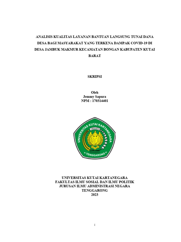 Kualitas Layanan BLT Dana Desa Jambuk Makmur | PDF | Ilmu Sosial