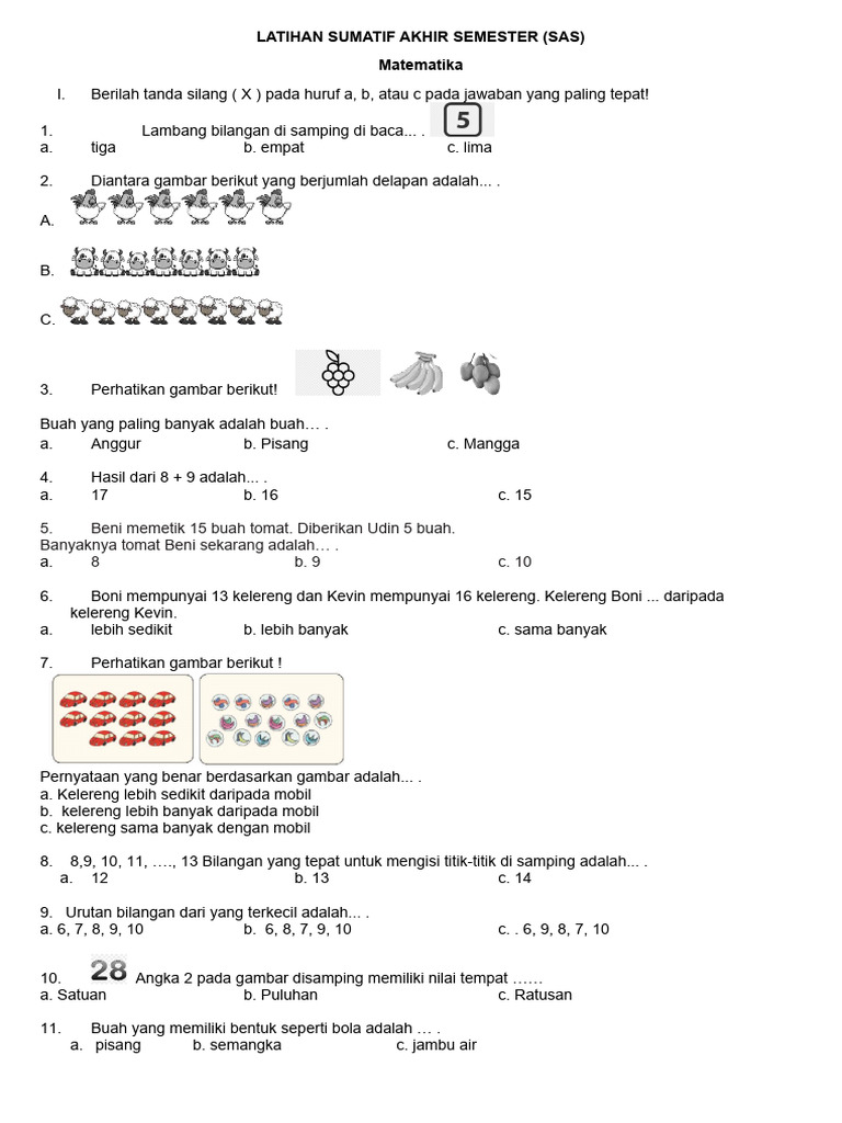 Latihan Sumatif MTK 1 | PDF