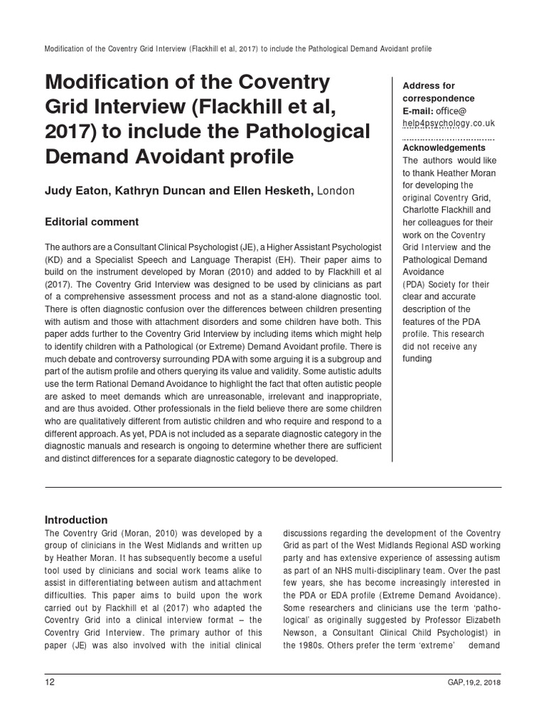 Modified Coventry Model - Including PDA Profile | PDF | Autism Spectrum ...
