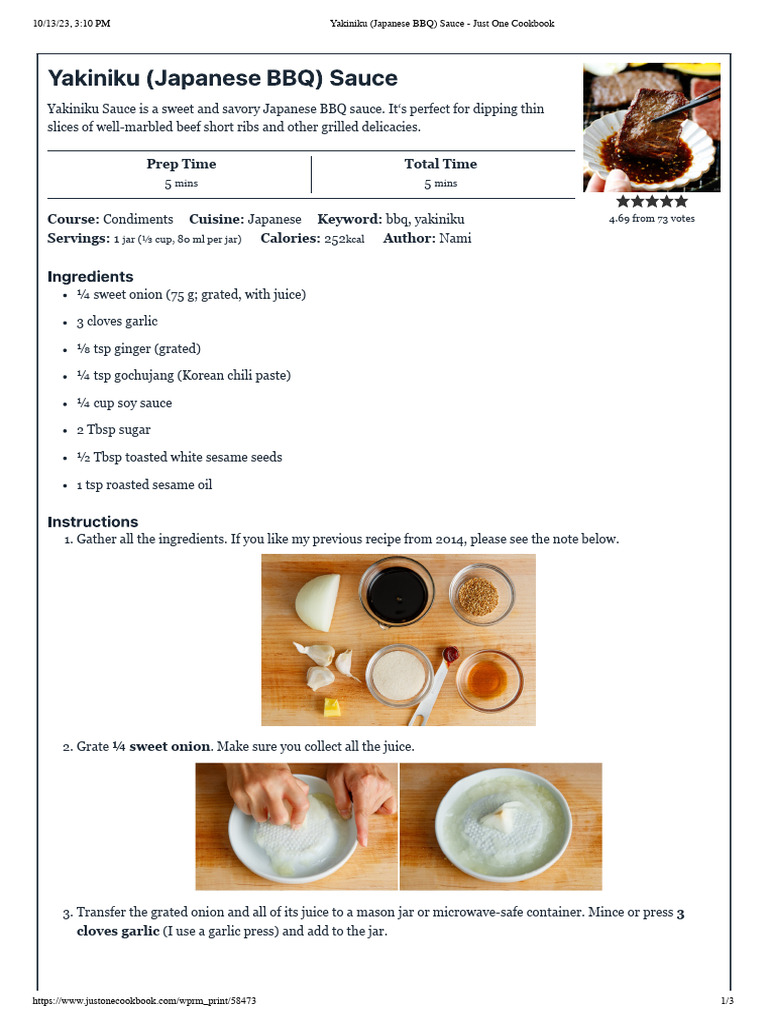 Yakiniku (Japanese BBQ) Sauce - Just One Cookbook | PDF | Sauce ...