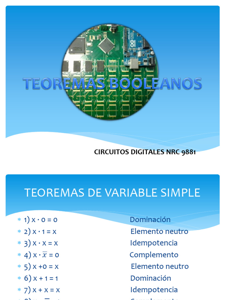 4 - Teoremas Booleanos | PDF | Álgebra abstracta | Álgebra de Boole