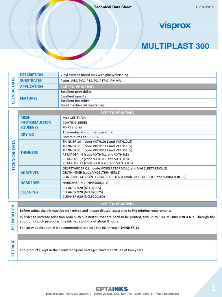 Ex - Multiplast 300 (En) | PDF | Yellow | Color