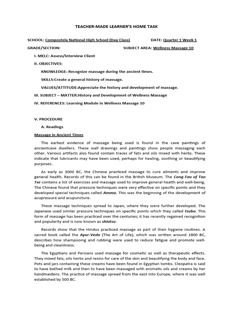 LHT Week1 | PDF | Massage | Physical Therapy