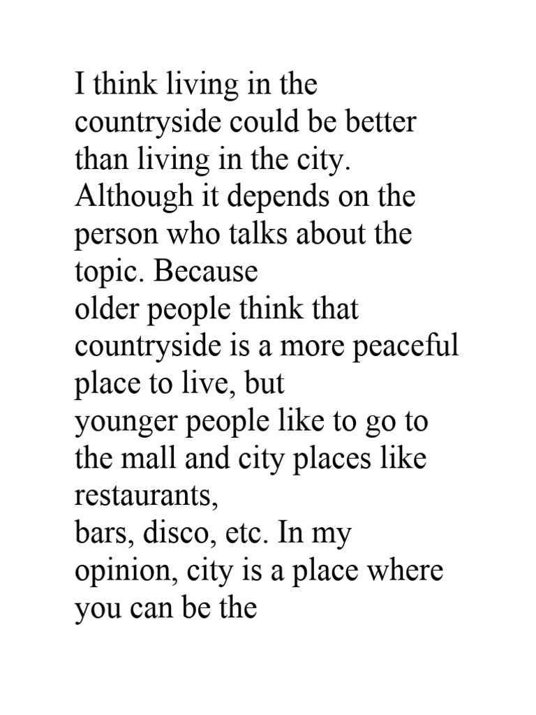 City vs. Countryside Living Debate | PDF | Adverb | Adjective