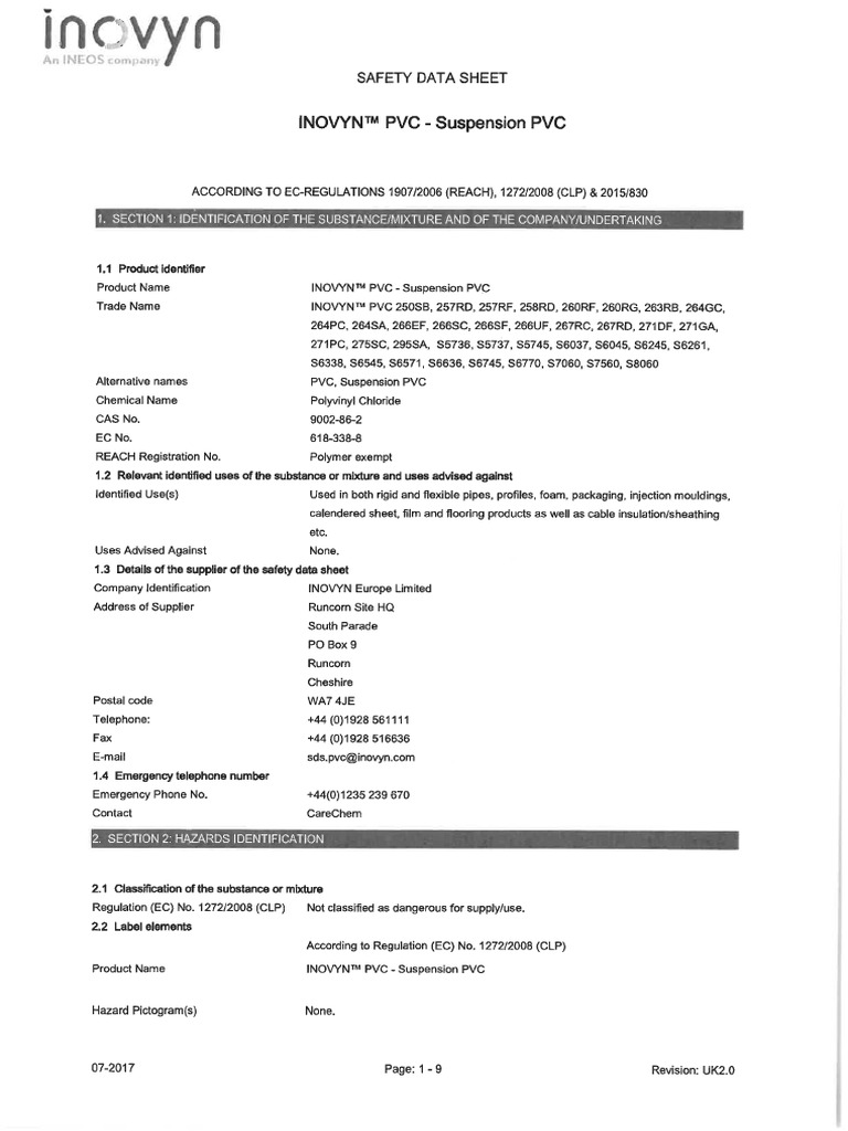 MSDS Inovyn S7060 | PDF