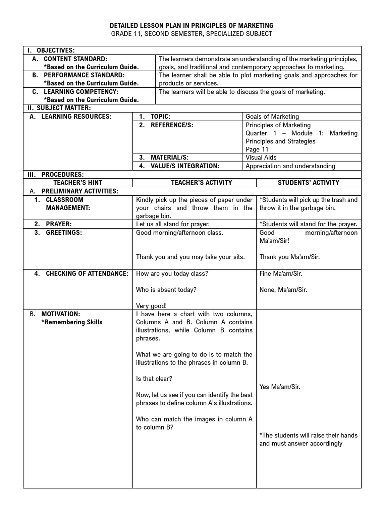 Detailed Lesson Plan in Entrepreneurship | PDF | Entrepreneurship ...