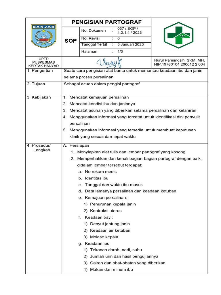 Panduan Pengisian Partograf | PDF