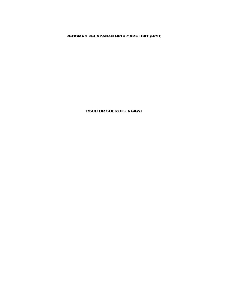 Pedoman Pelayanan High Care Unit HCU | PDF