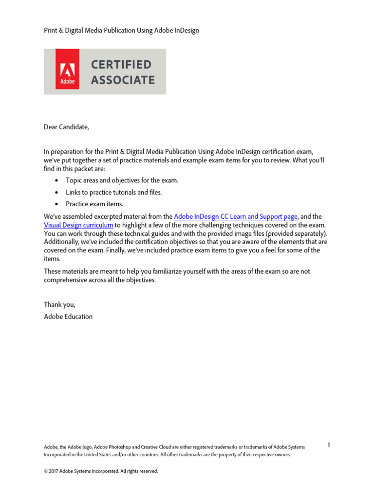 Print Digital Media Publication Using Adobe InDesign Study Guide | PDF ...