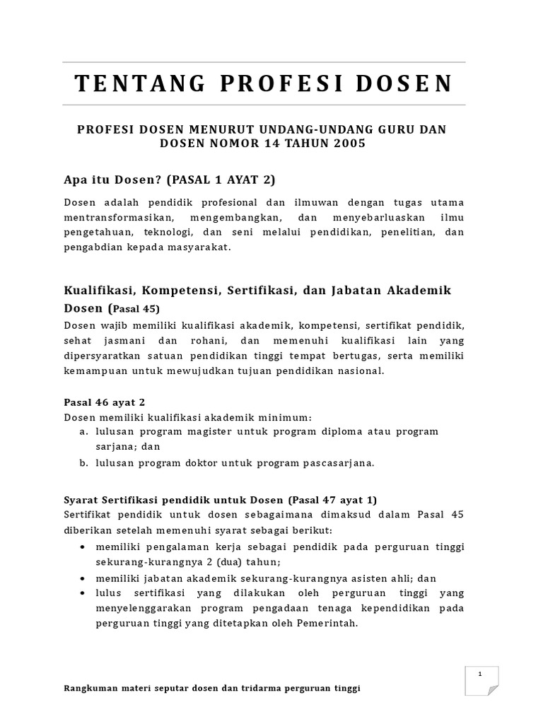Rangkuman Profesi Dosen Dan Tri Darma Perguruan Tinggi | PDF | Sains ...