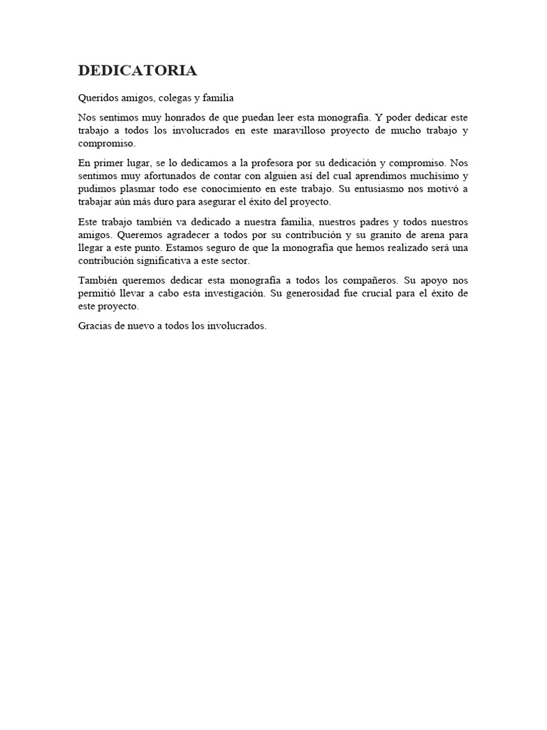 Dedicatoria | Descargar gratis PDF | Laboratorios | Planificación