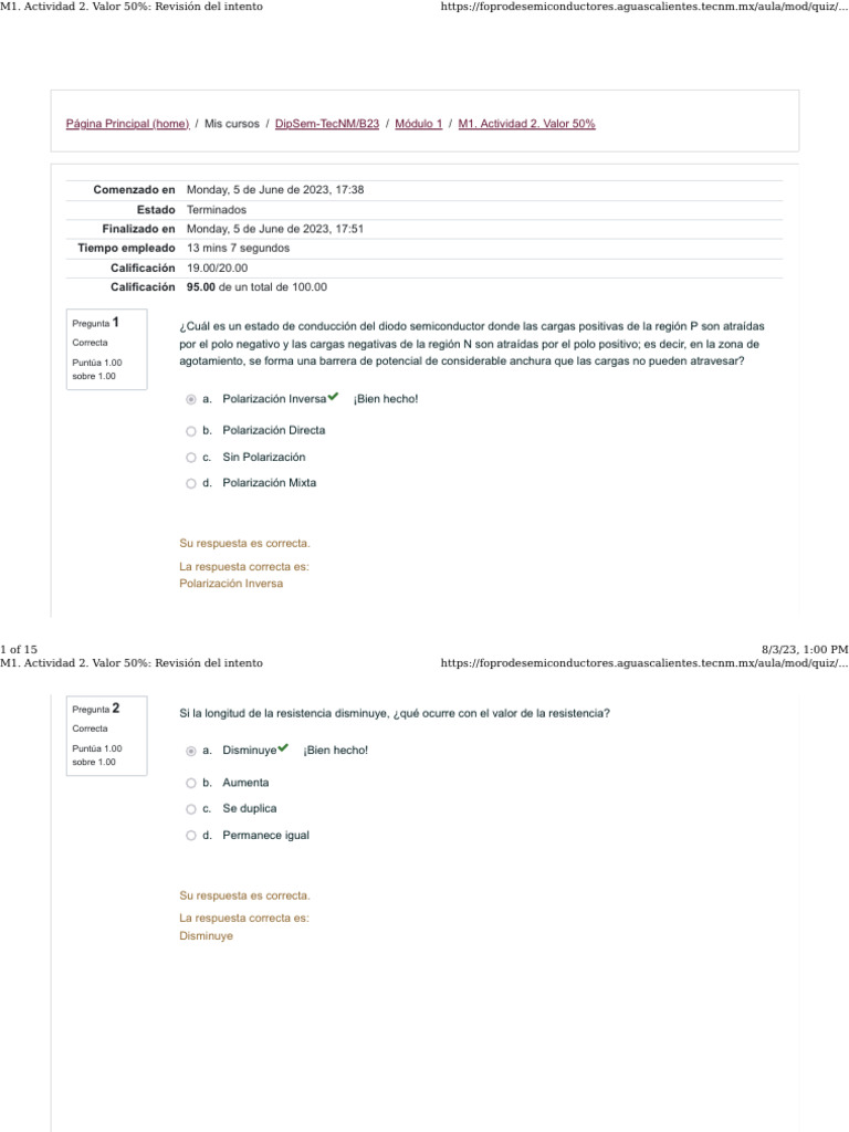M1. Actividad 2. Valor 50% Revisión Del Intento | PDF | Transistor | Microscópio electrónico ...
