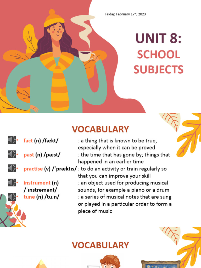 FFF - Unit 8 - School Subjects | PDF | Languages | Foreign Language Studies