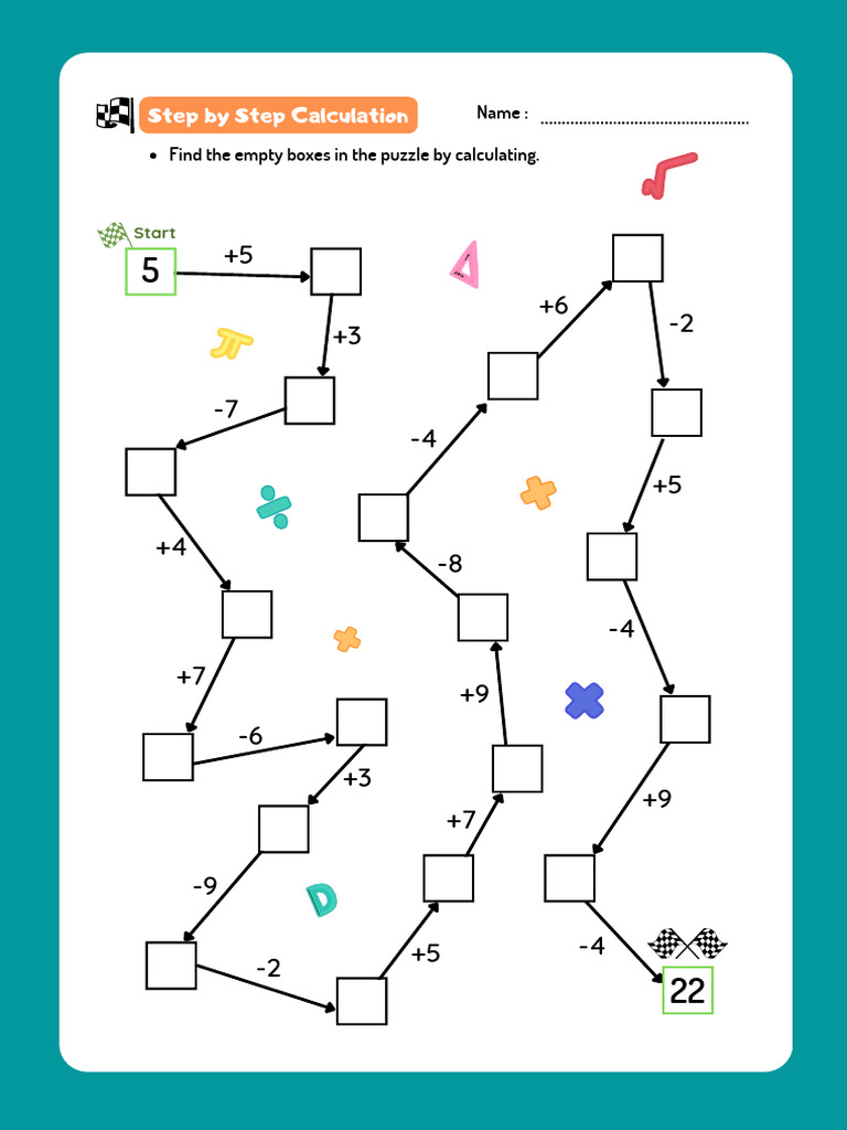 Step by Step Calculation Puzzle Worksheet Mathematics Activity Addition ...