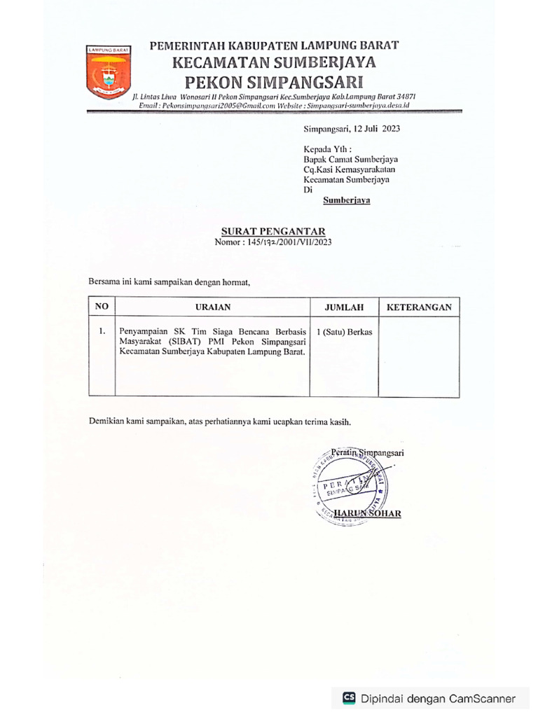 SK SIBAT PMI Pekon Simpangsari | PDF