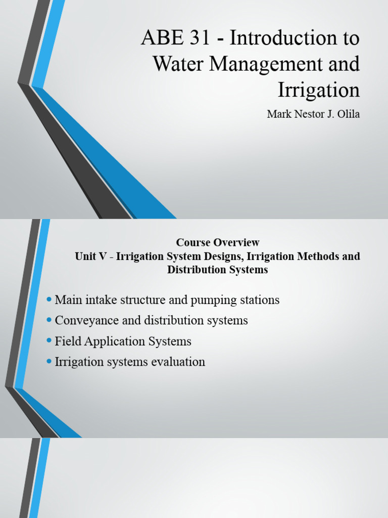 ABE 31 Unit V Irrigation System Designs Irrigation Methods and Distribution Systems | PDF | Pump ...