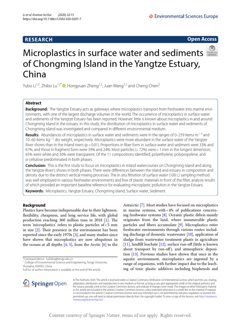 Microplastics in Surface Water and Sediments of CH | PDF | Polyethylene | Plastic