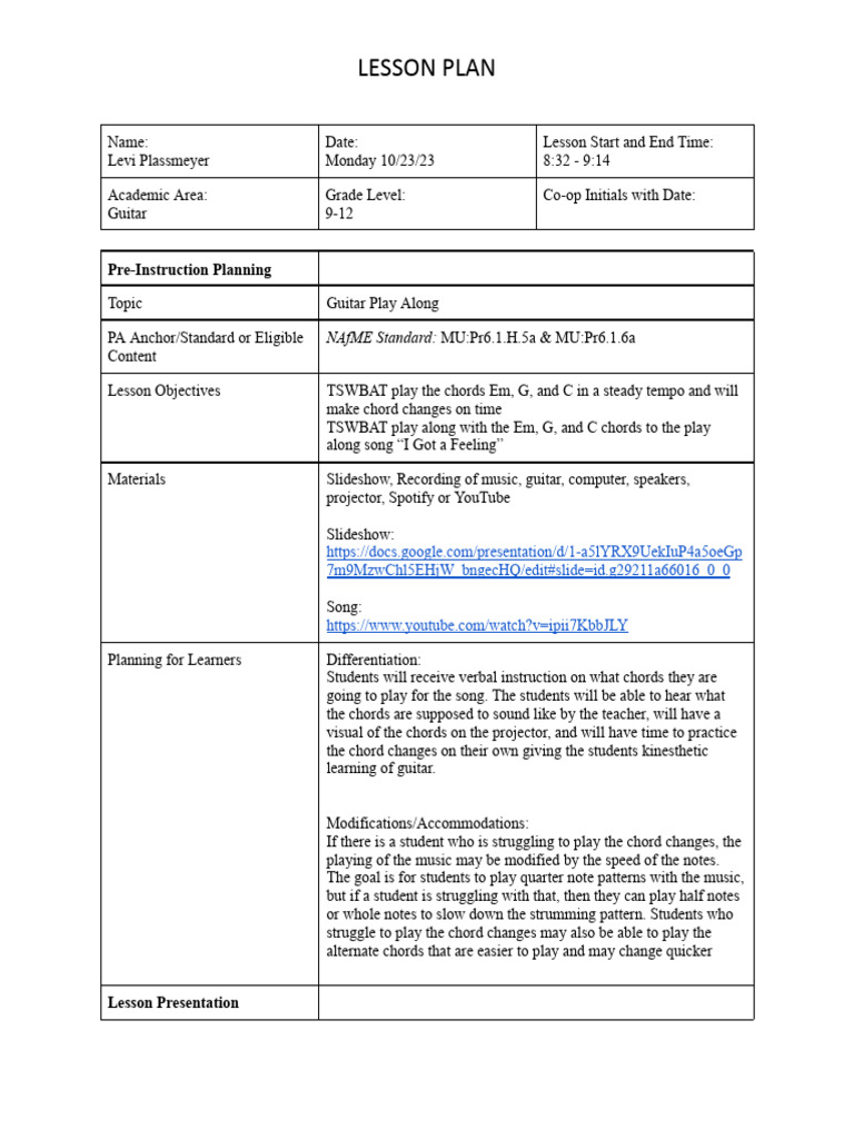 Standard D - Together | PDF | Lesson Plan | Cognition