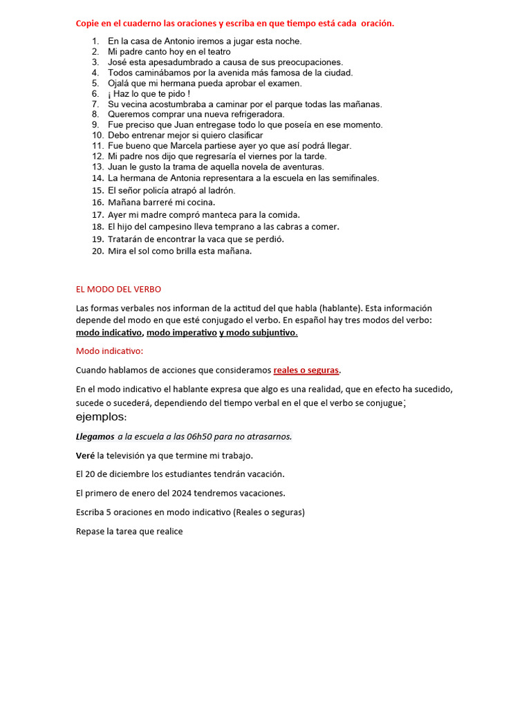 Identificar Verbos | PDF