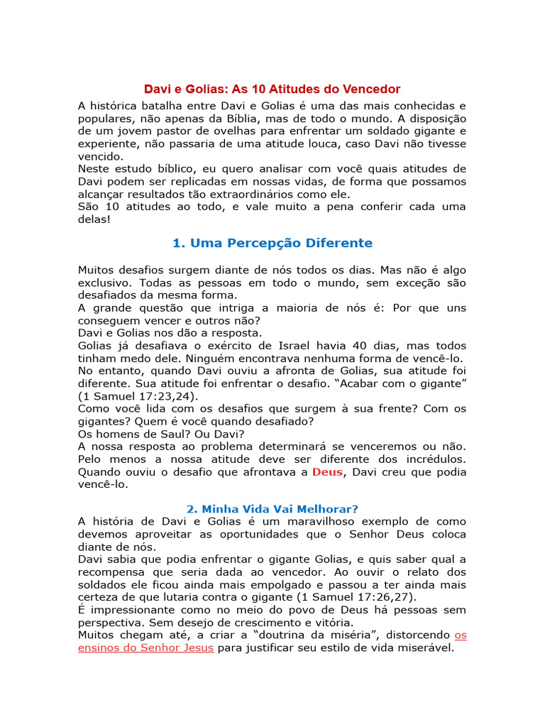 Davi e Golias | PDF | Davi | Golias