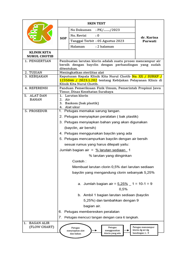 Sop Pembuatan Klorin | PDF