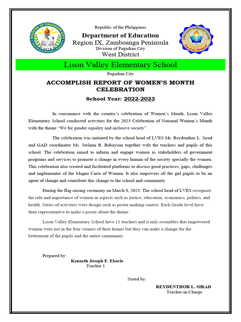Women's Month Celebration Report 2023 | PDF | Wellness