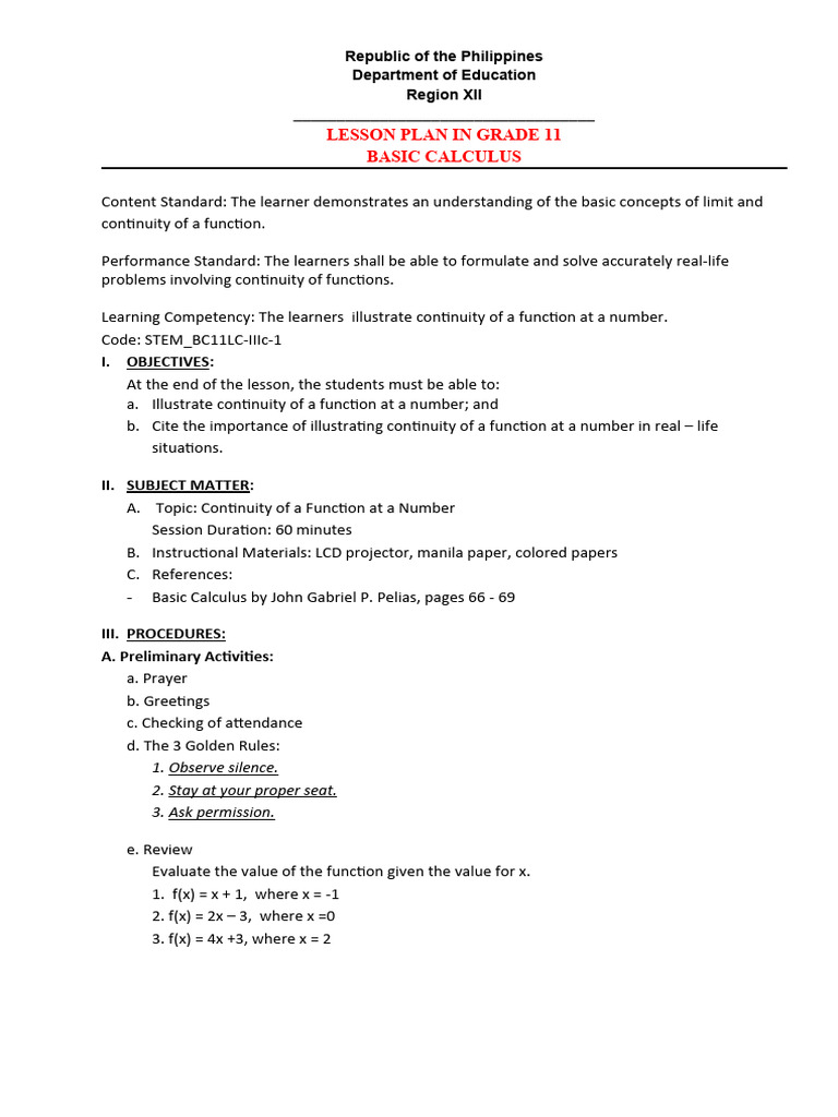 STEM - BC11LC IIIc 1 | PDF | Continuous Function | Function (Mathematics)