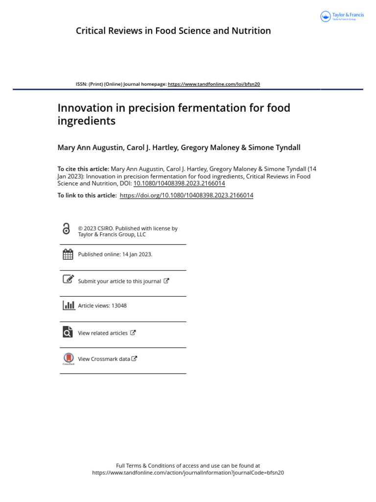 Innovation in Precision Fermentation For Food Ingredients | PDF ...