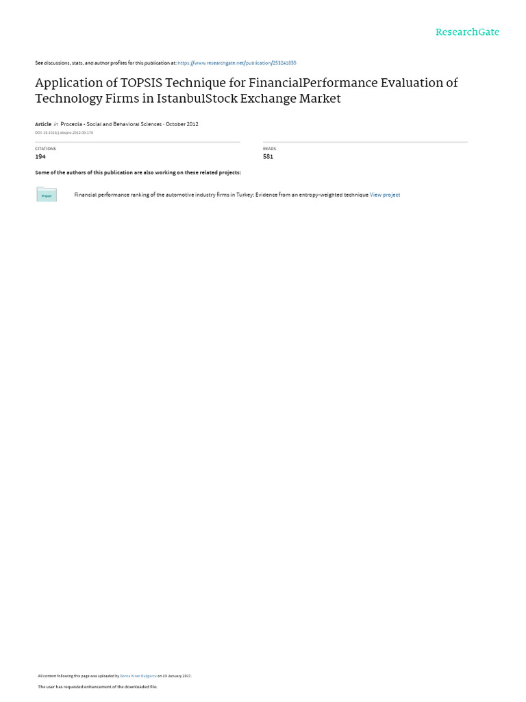 Application of TOPSIS Financial Performance Evaluation | PDF | Equity ...