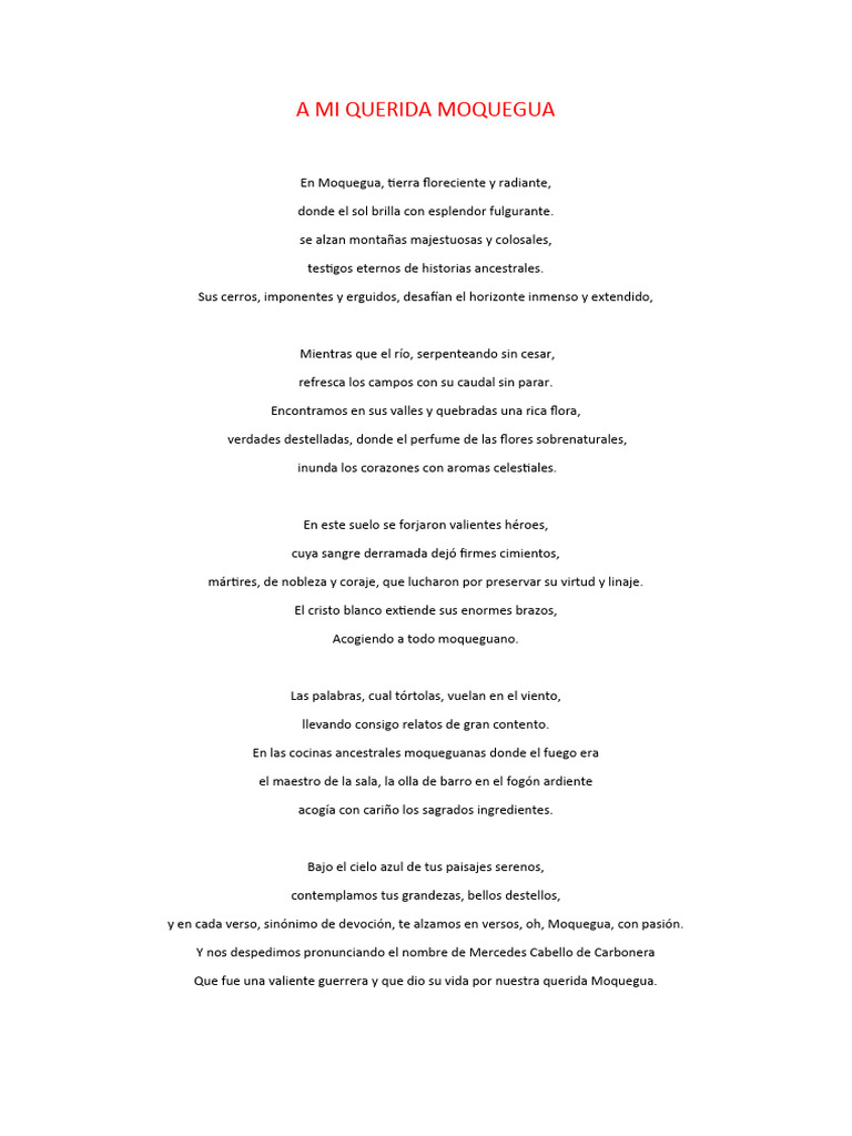 A Mi Querida Moquegua. | PDF