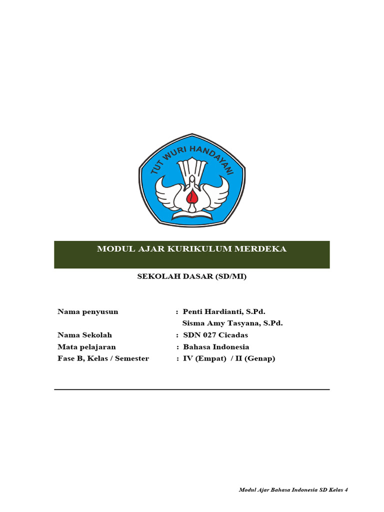 Modul Ajar Bi Kelas 4d Pdf