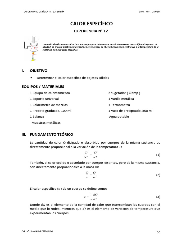 Determinación del Calor Específico en Sólidos | PDF | Calor | Temperatura