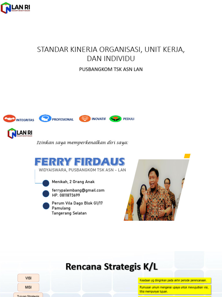 Standar Kinerja Organisasi Puslatkesda DKI Ferry | PDF