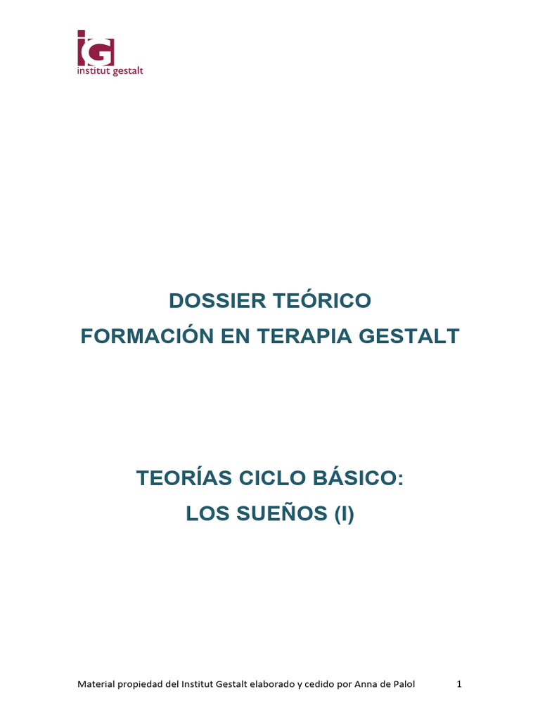 Formación en Terapia Gestalt: Los Sueños | PDF | Sueño | Movimiento ...
