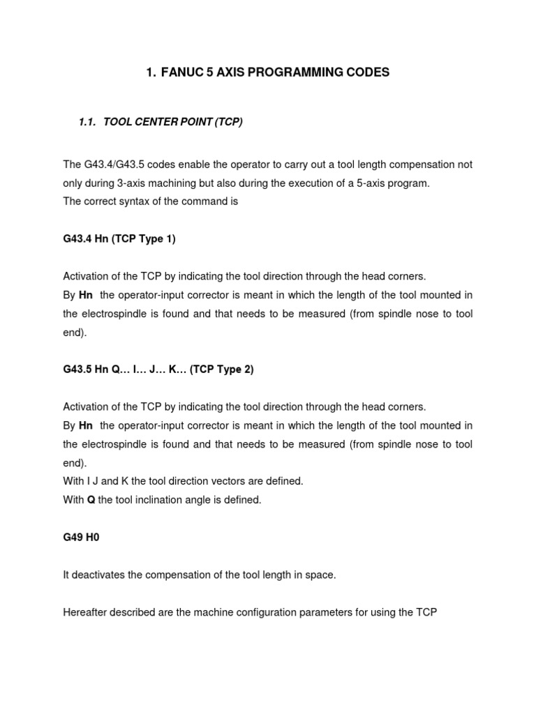 3-Fanuc 5 Axis Programming Codes | PDF | Cartesian Coordinate System ...