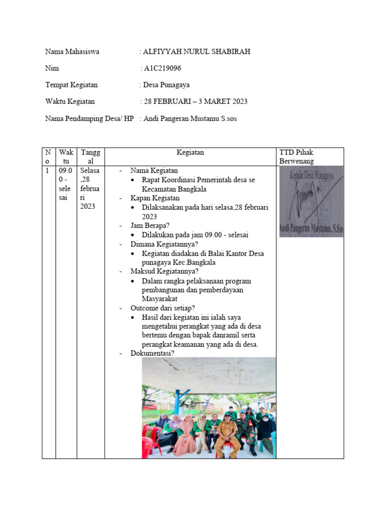 Logbook KKN Posko 16 | PDF