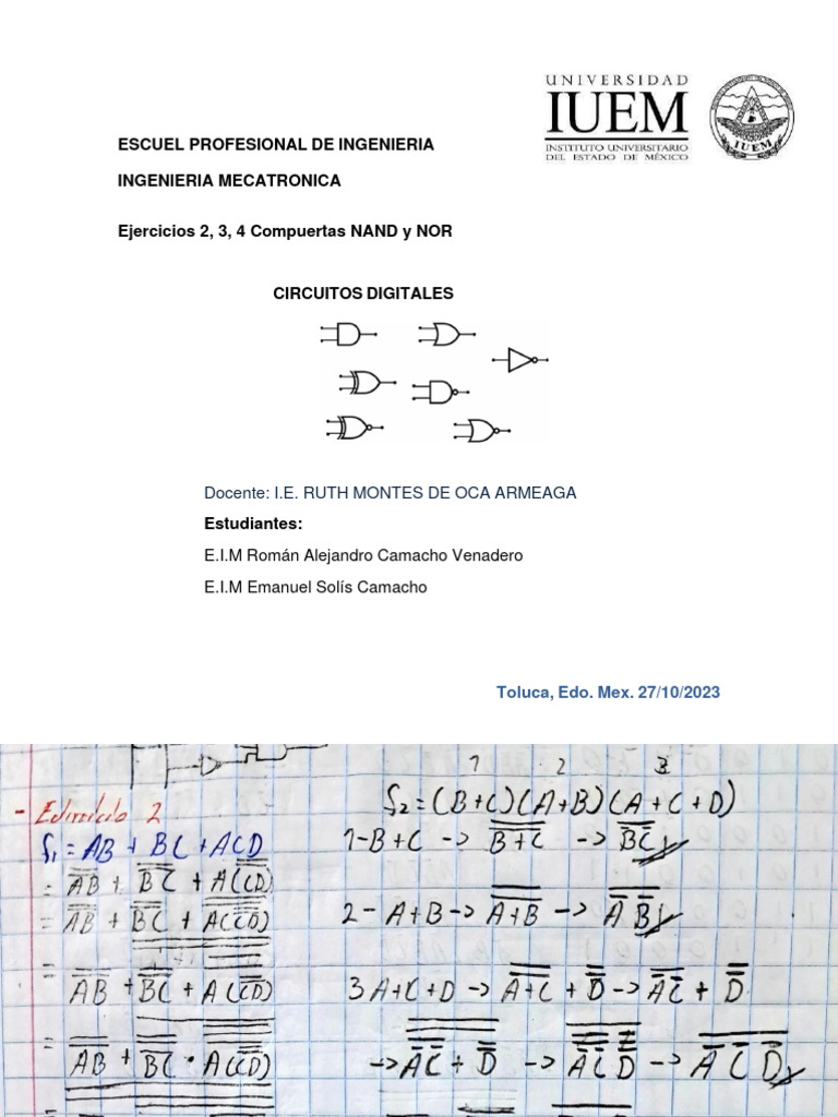Tarea Ejercicios 2, 3, 4 Compuertas NAND y NOR | PDF | Tecnología