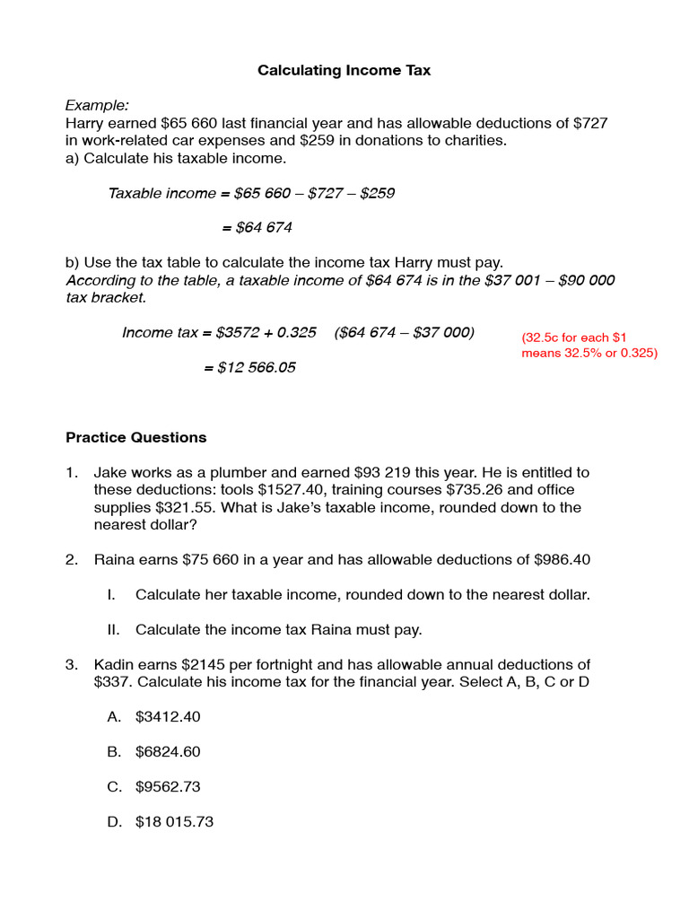 Calculating Income Tax | PDF