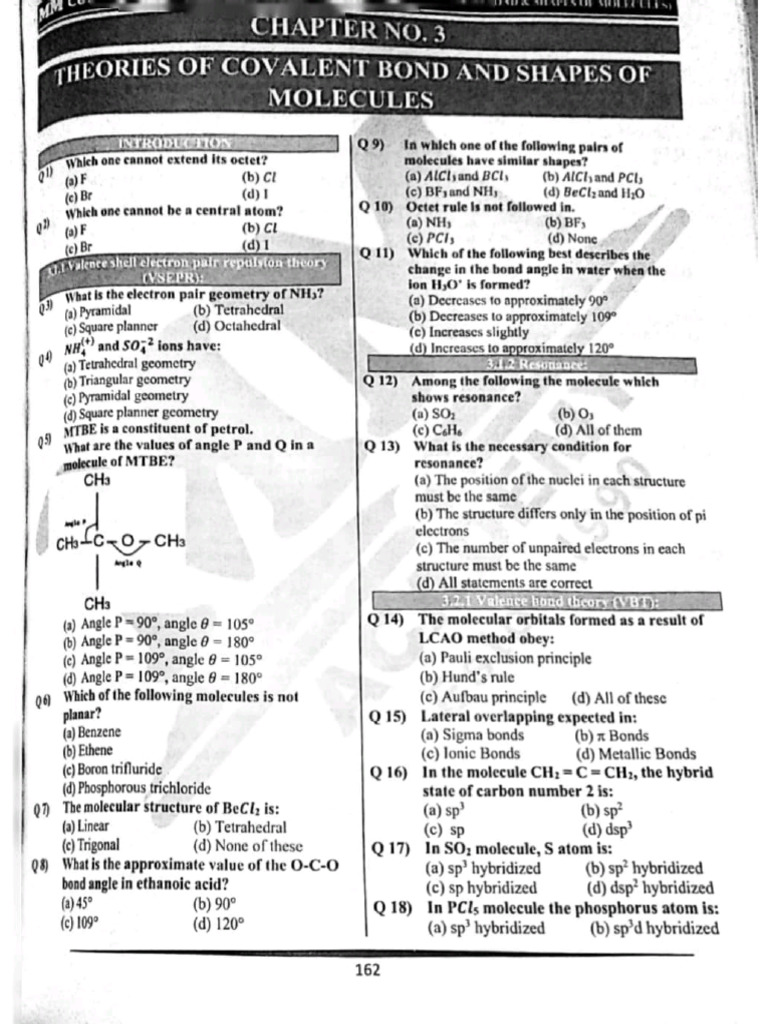 Theories of Covalent Bonding and Shapes of Molecules | PDF