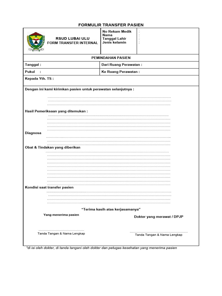 Formulir Transfer Pasien Akp 4 | PDF