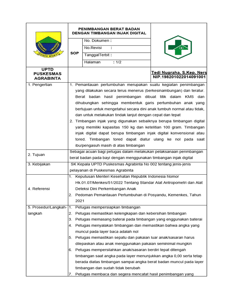 04.penimbangan Berat Badan Menggunakan Timbangan Injak Digital | PDF