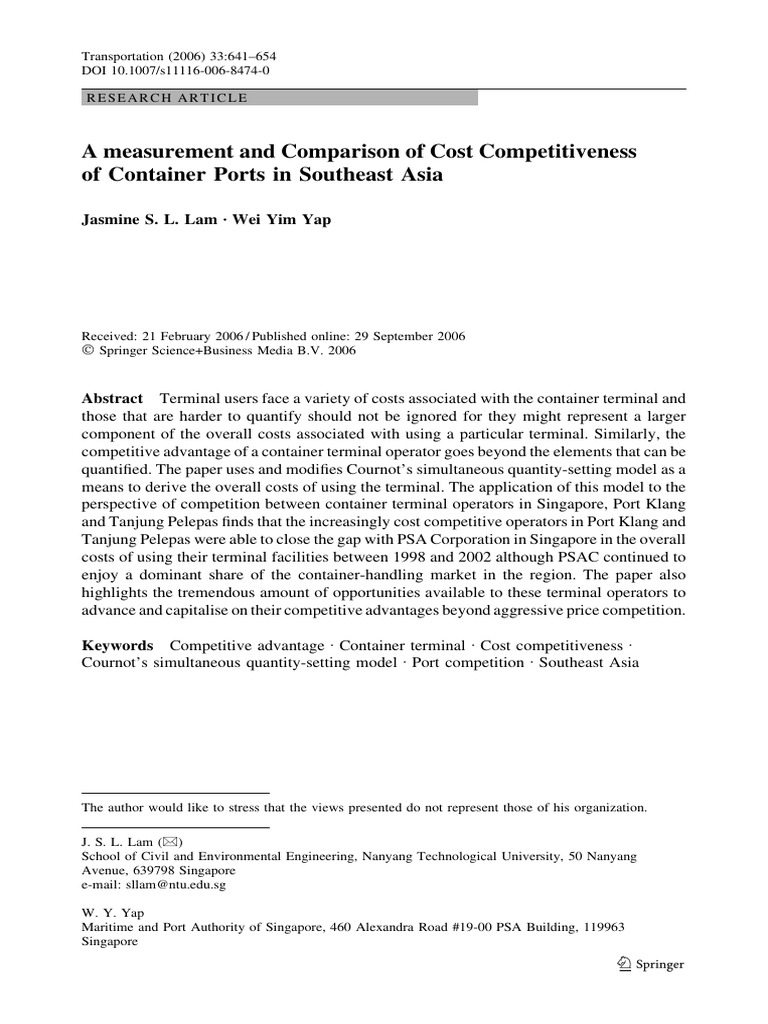 7A Measurement and Comparison of Cost Competitiveness of Container ...