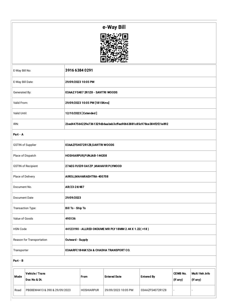 E-Way Bill System Mahavir | PDF