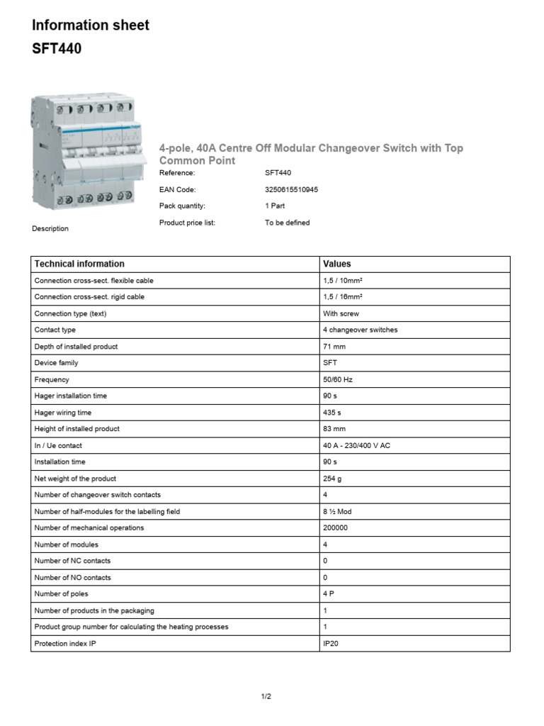 SFT440 | PDF | Electrical Wiring | Switch