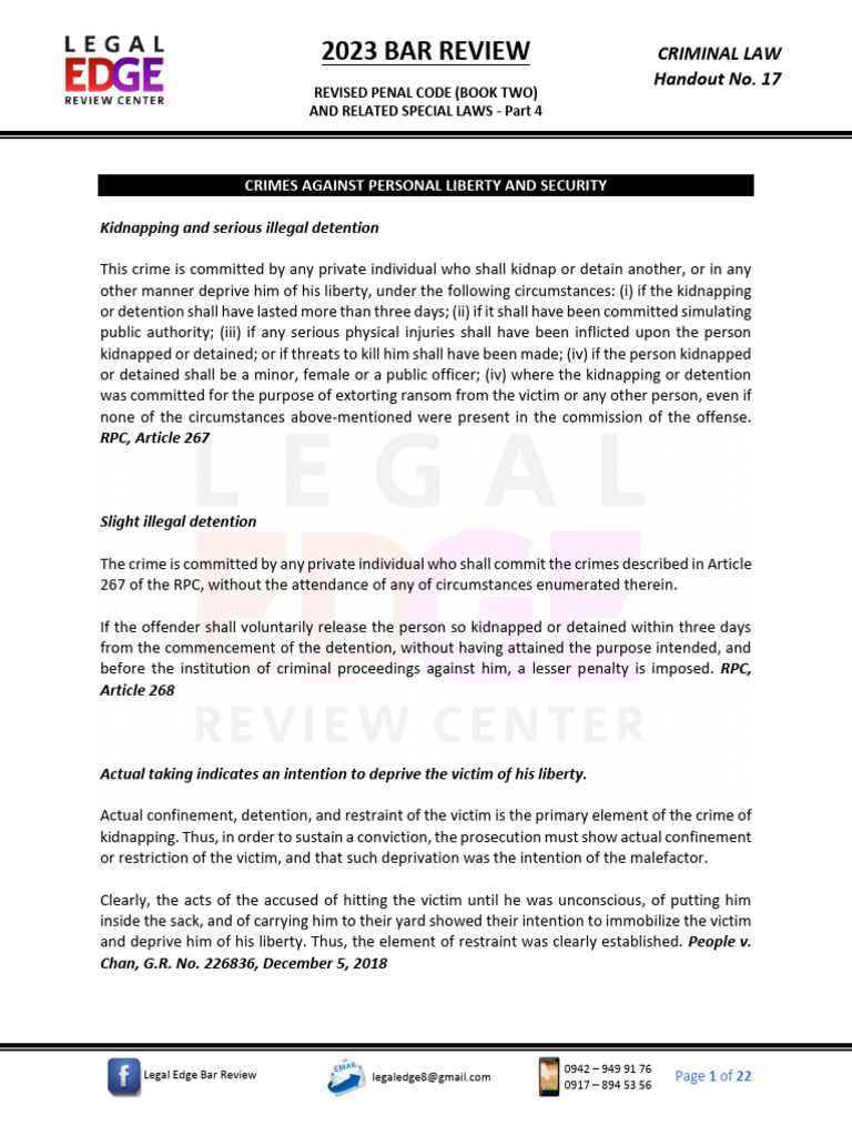 HO 17 - Criminal Law - Revised Penal Code (Book Two) and Related ...