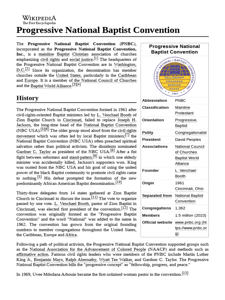 Overview of the Progressive National Baptist Convention | PDF ...