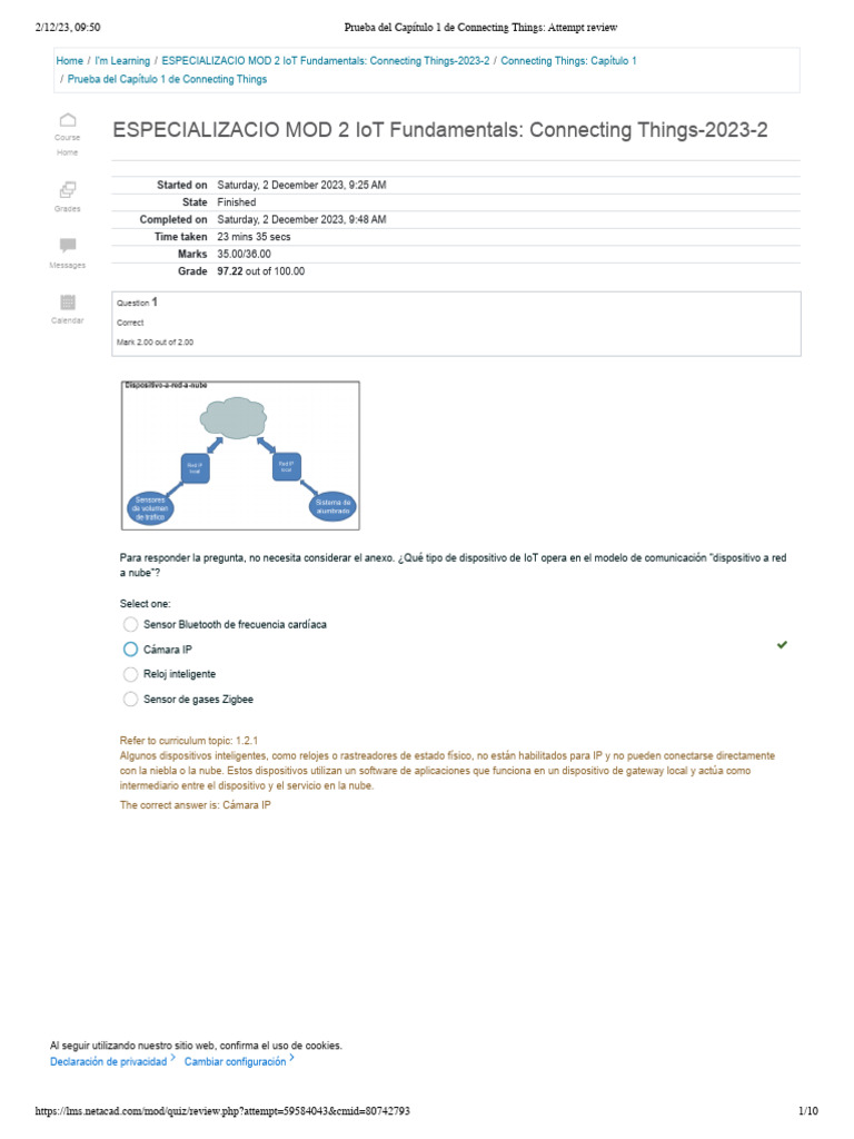 Prueba Del Capítulo 1 de Connecting Things - Attempt Review | PDF ...