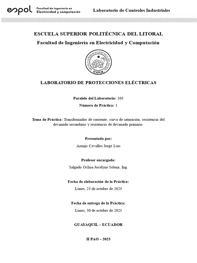 P1 PE103 Armijo - Jorge | PDF | Transformador | Inductor