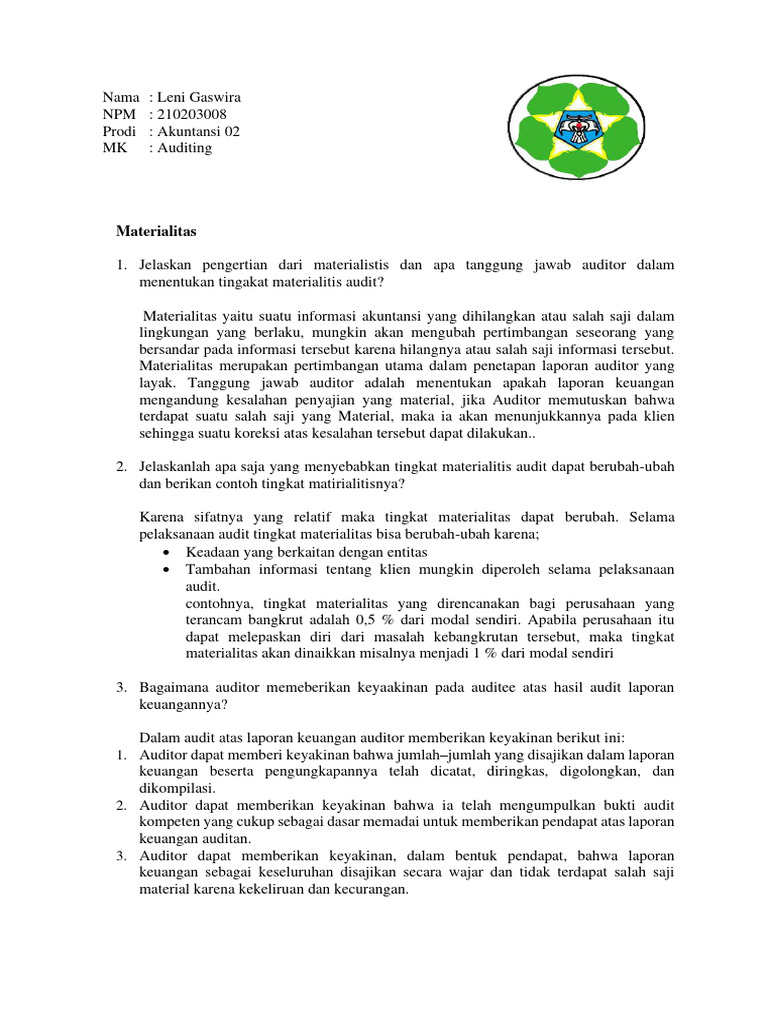 Materialitas & Resiko Audit | PDF