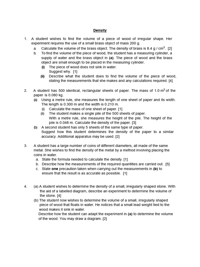 Physics IGCSE Density | PDF | Sheet Metal | Density